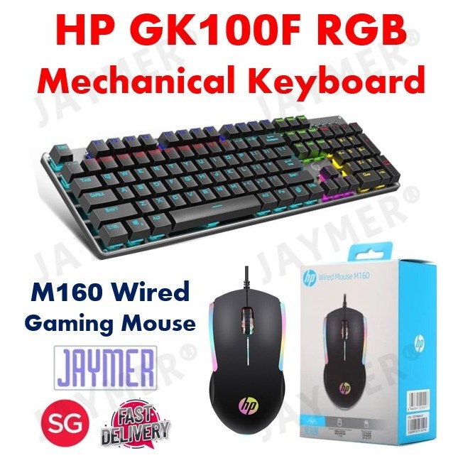 [SG STOCK] HP GK100F RGB Mechanical Keyboard M160 Gaming Mouse Wired 104 Keys Anti-Collision ...