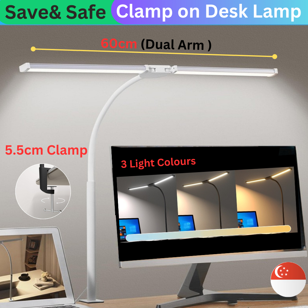 SG Table Lamp LED Desk Lamp Clamp Light 3 Colours Dimmable 10 ...
