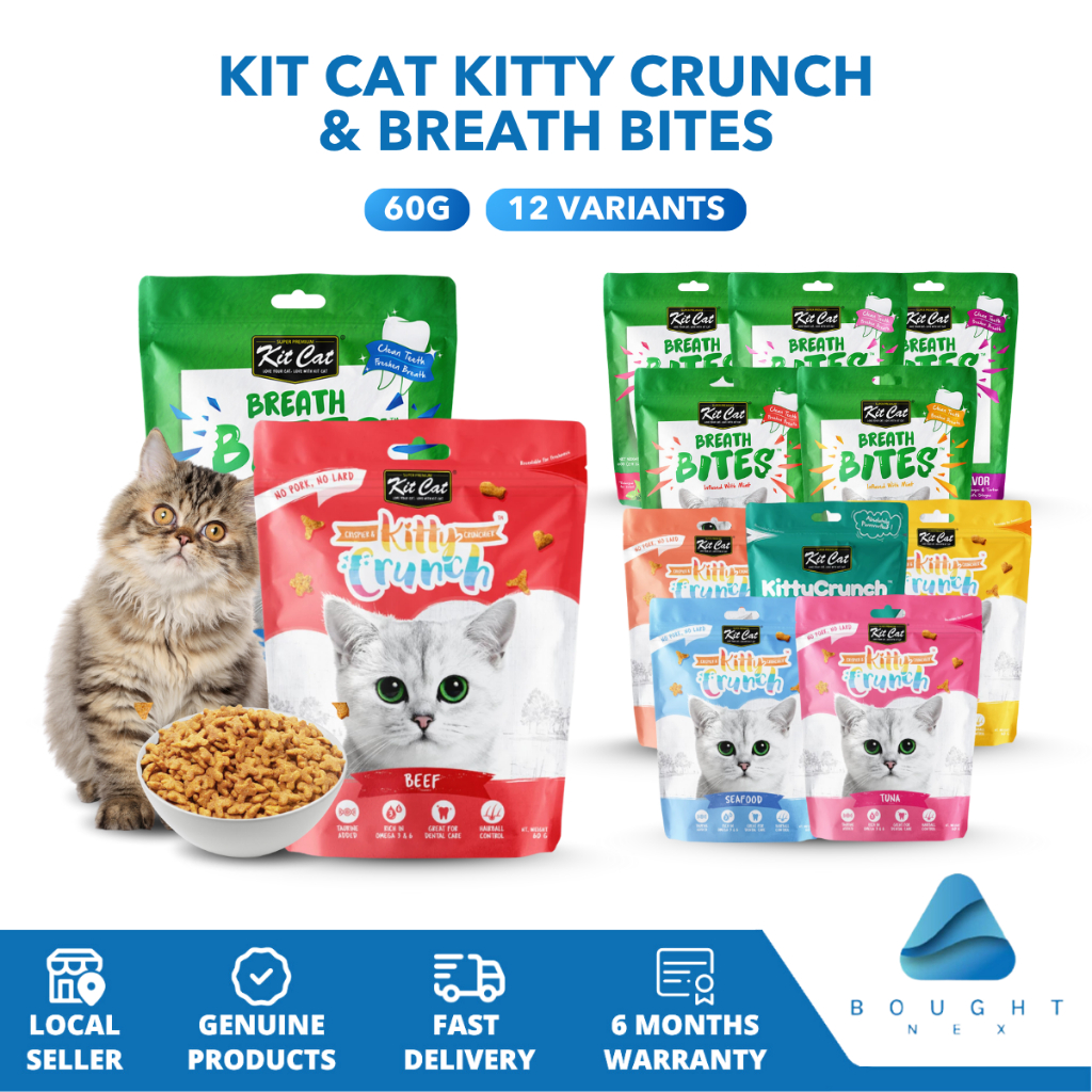 Kit Cat Kitty Crunch & Breath Bites 60g - Delicious Tasty Flavors ...
