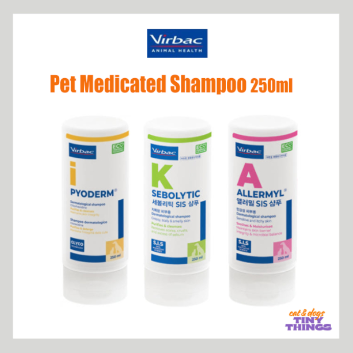 [VIRBAC] Pyoderm Glyco / ALLERMYL/SEBOLYTIC Medicated Shampoo 250ml for ...