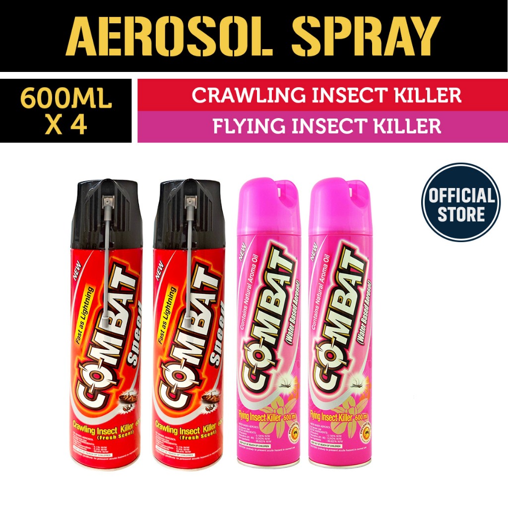 [Bundle of 4] 2 x Combat Speed Crawling Insect Killer Aerosol Spray + 2 ...