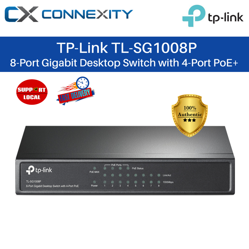 TP-Link TL-SG1008P 8-Port Gigabit Desktop Switch with 4-Port PoE+ TP ...