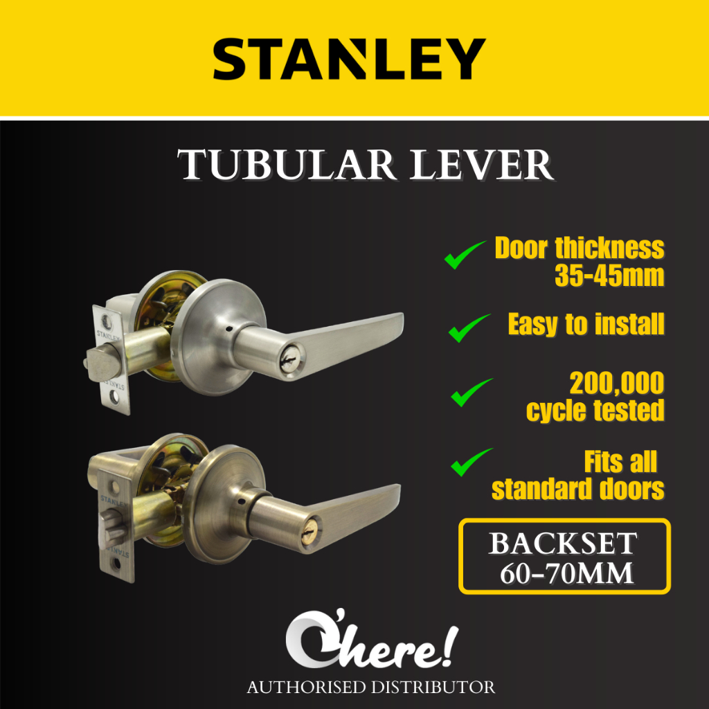 Stanley Tubular Lever Entrance/ Main Door Entry Grip Handleset/ HDB ...