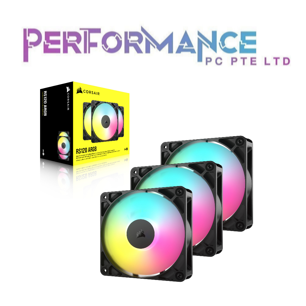 CORSAIR RS120 ARGB 120mm PWM Fans Triple Pack - BLACK/WHITE (5 YEARS ...