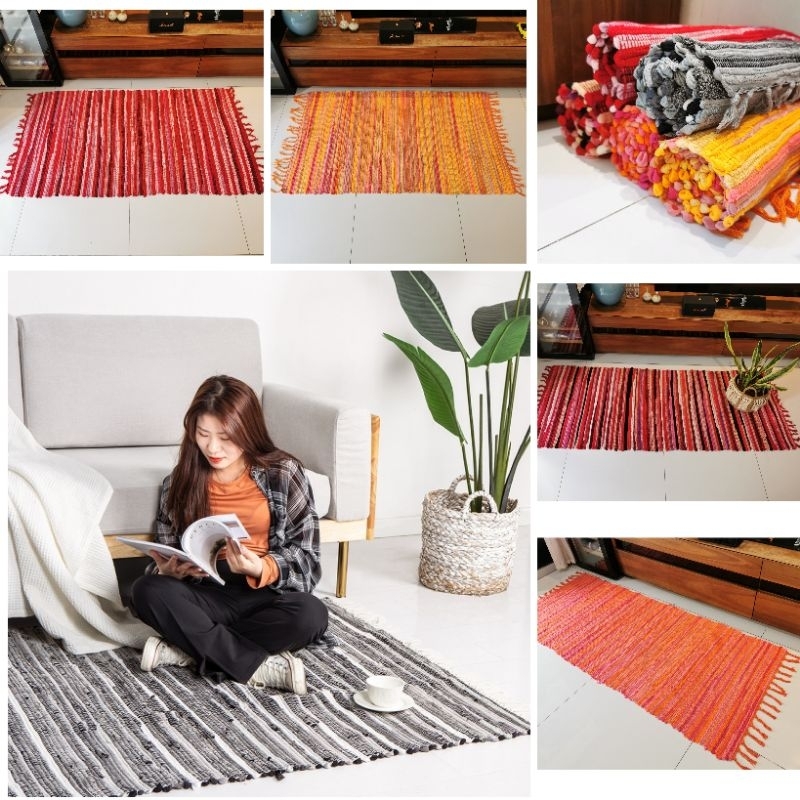 DaVee | Cloth strips woven handmade carpet bedroom mat living room ...