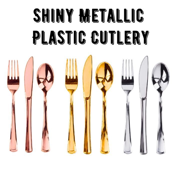 [SG Stock] Shiny Metallic Plastic Disposable Cutlery Utensils Spoon ...