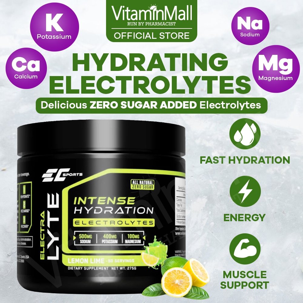 EC Sport Electrolyte Powder Hydration Drink Mix Sugar Free - Lemon Lime ...