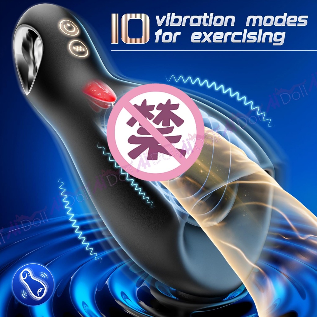 Male Masturbator Sex Toys for Men Penis Trainer Vibrator Pump with Loop-handle 360° Wrapped Mens ...