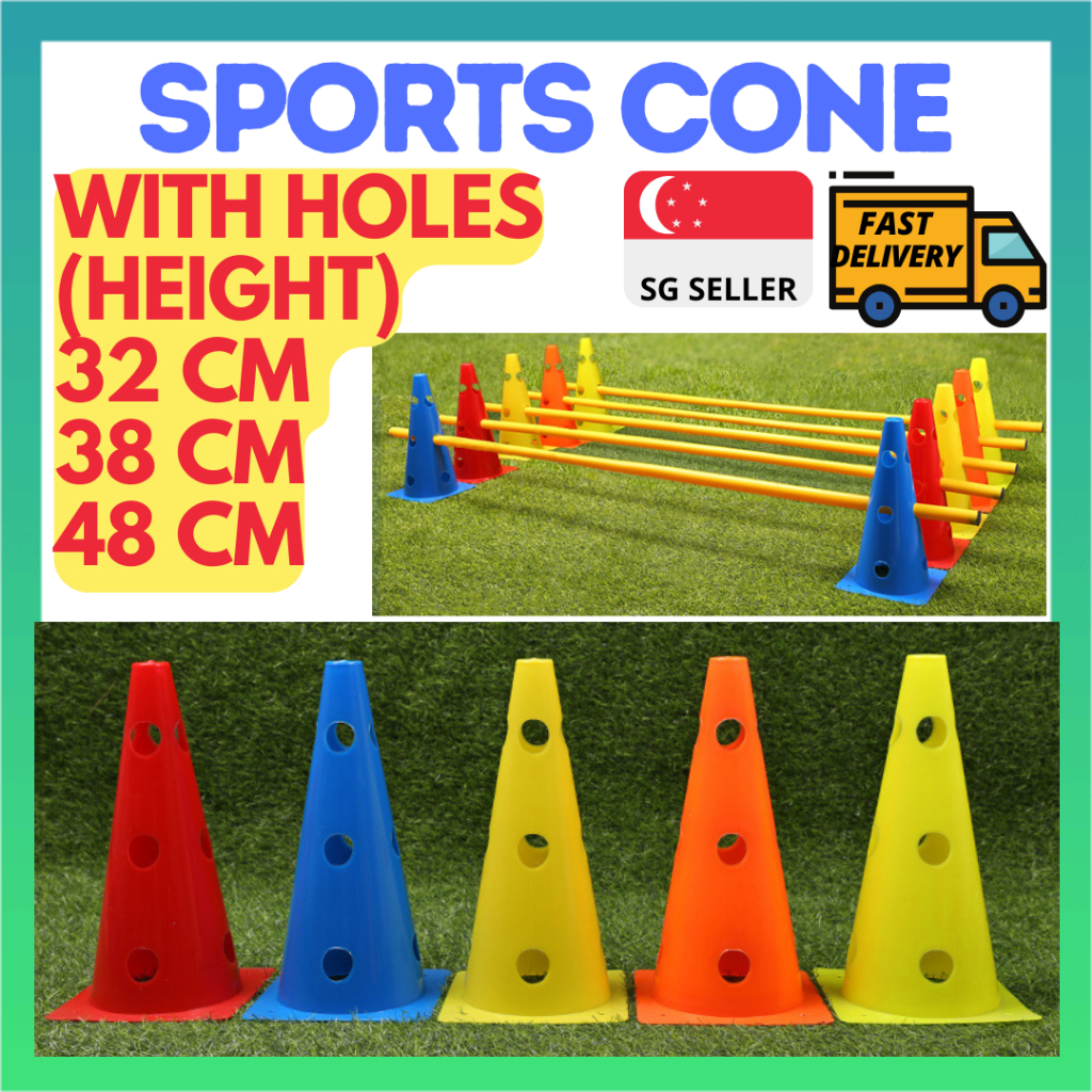 [SPORTS CONE WITH HOLES] 23CM 32CM 38CM 48CM SKITTLES MARKING CONES ...