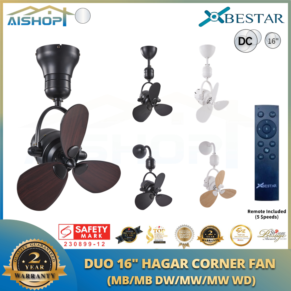 Bestar Duo / Hagar 16" Remote Corner Fan with Wall | Shopee Singapore