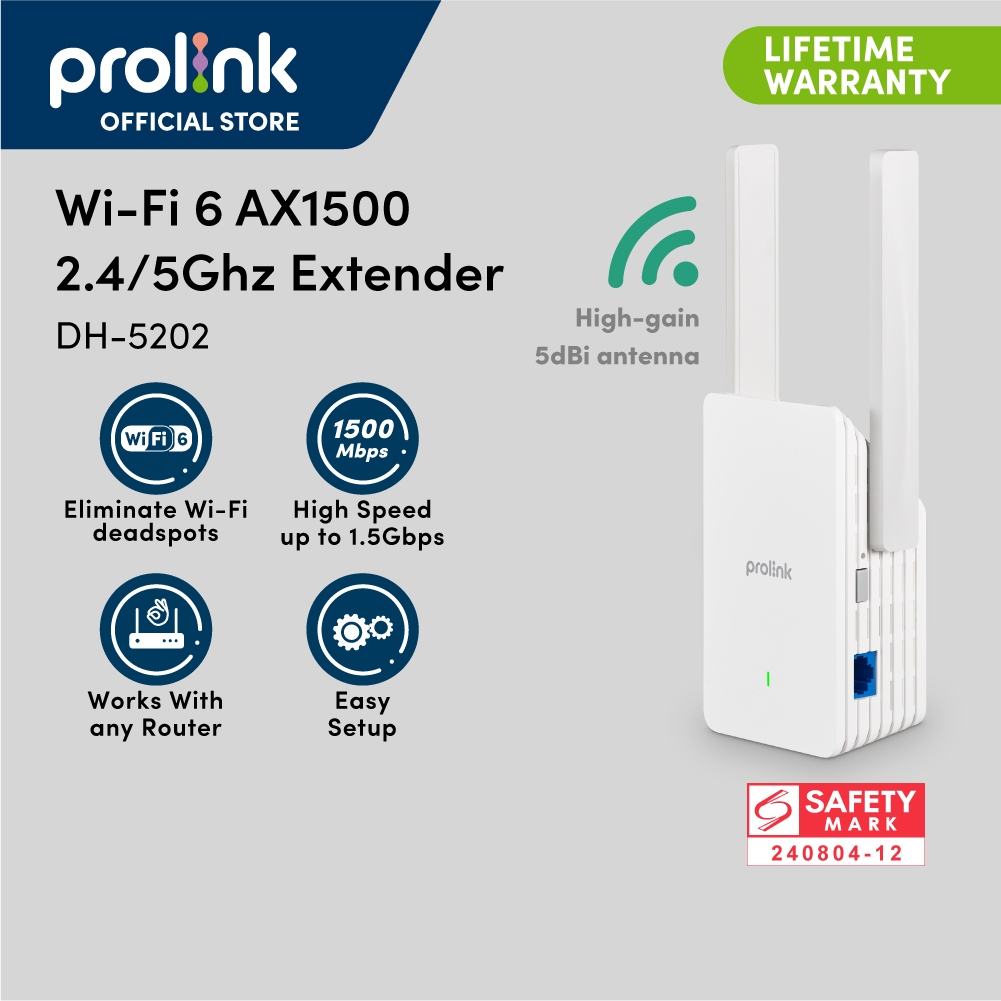 NEW Prolink Wifi6 AX1500 dual-band 2.4Ghz 5Ghz Wi-Fi Extender - Works ...