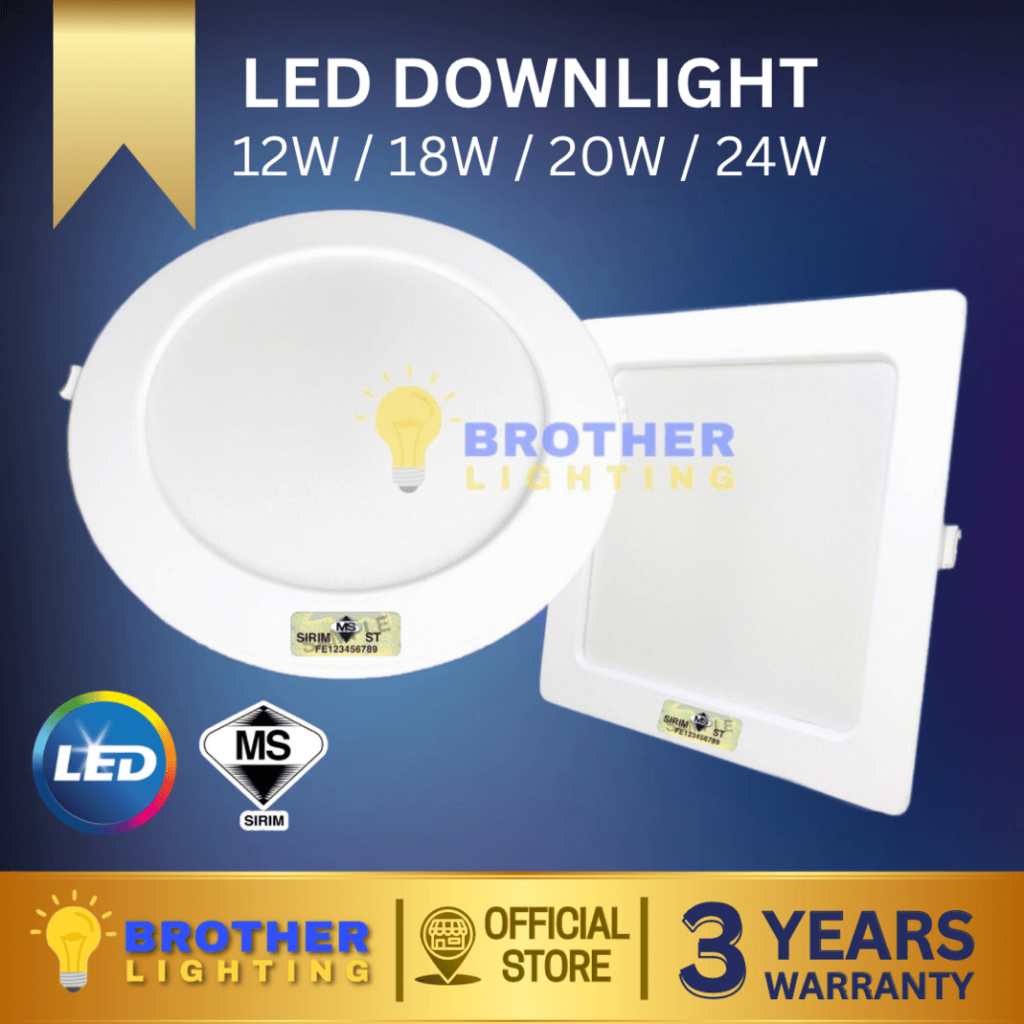 [SIRIM] LED Downlight Round Square 9W 12W 18W 24W 4" 6'' 8" Recessed ...