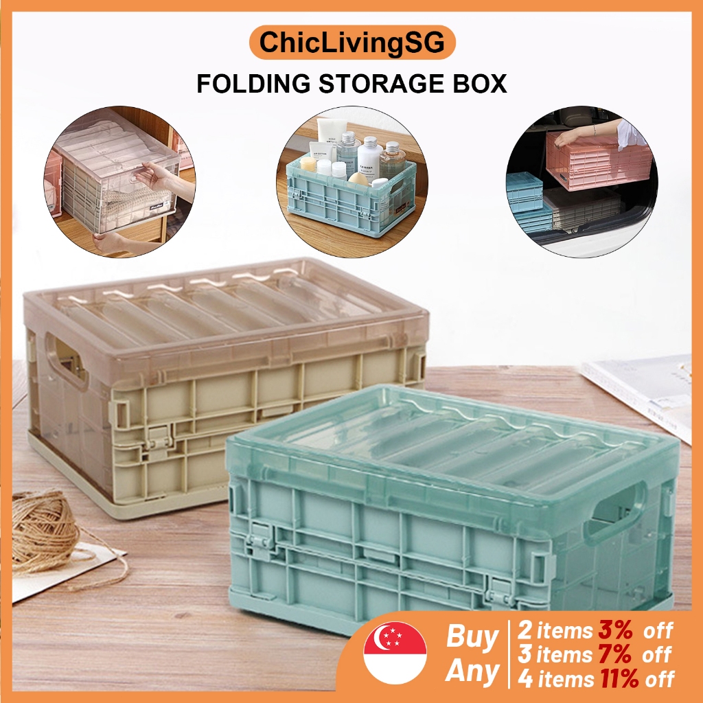 🇸🇬SG Folding Plastic Storage Box / Organizer Basket Box / Collapsible ...