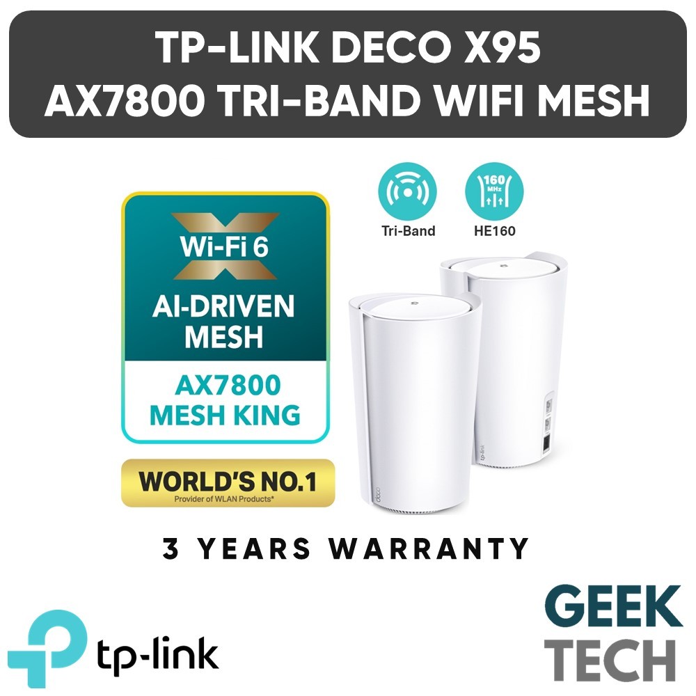 TP-LINK Deco X95 AX7800 Tri-Band 2.5G Port HE160 Whole Home Ai-Driven ...