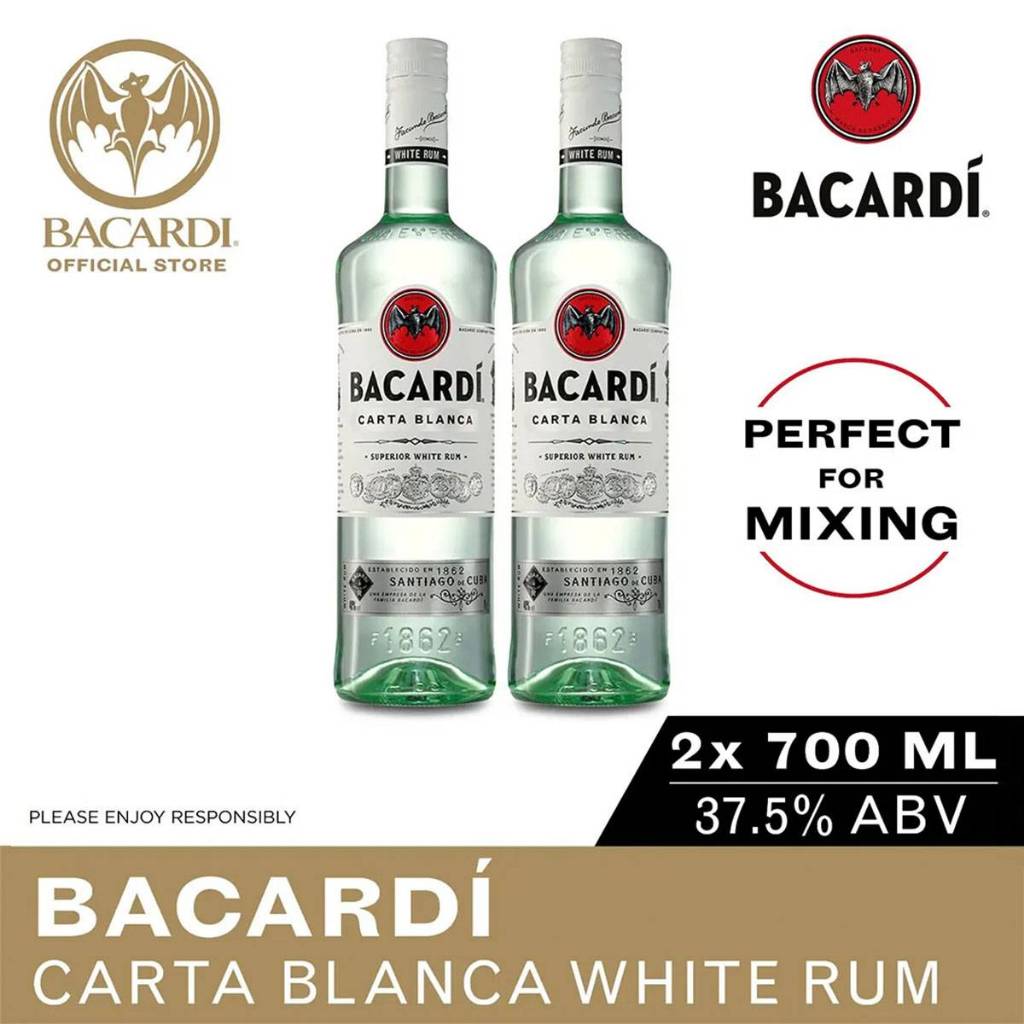 [Bundle of 2] BACARDI Carta Blanca Superior White Rum 700ml / 70cl , 37 ...