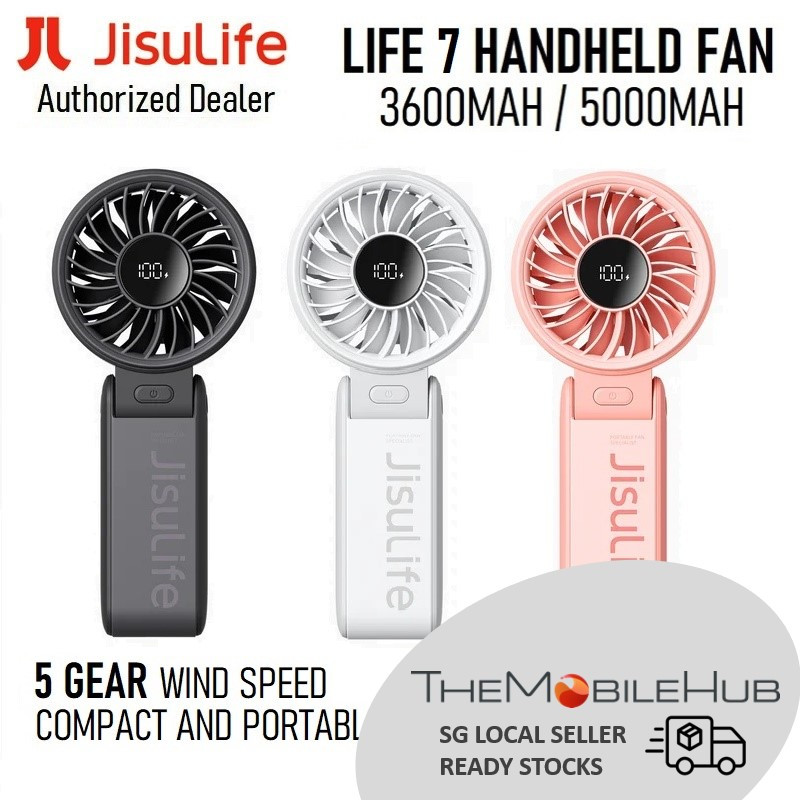 JISULIFE Life 7 Portable Handheld Fan Mini Strong Wind 5 Speed ...
