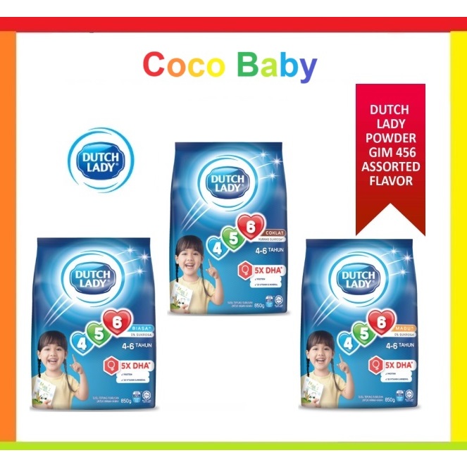 Dutch Lady 456 Plain / Chocolate / Honey Formulated Milk Powder 850g ...