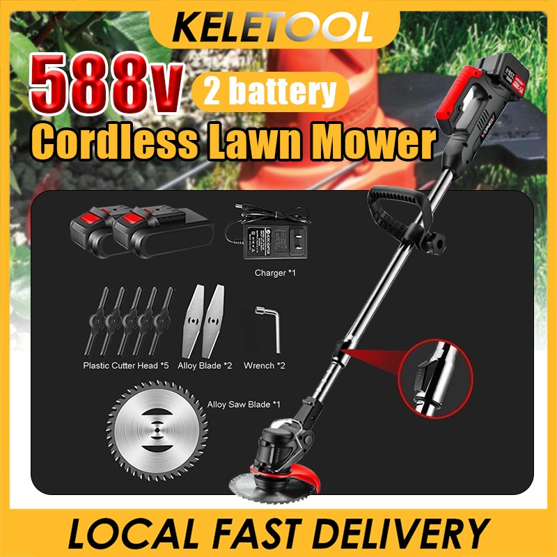 588V Cordless Lawn Mower Electric Grass Trimmer Garden Pruning Cutter ...