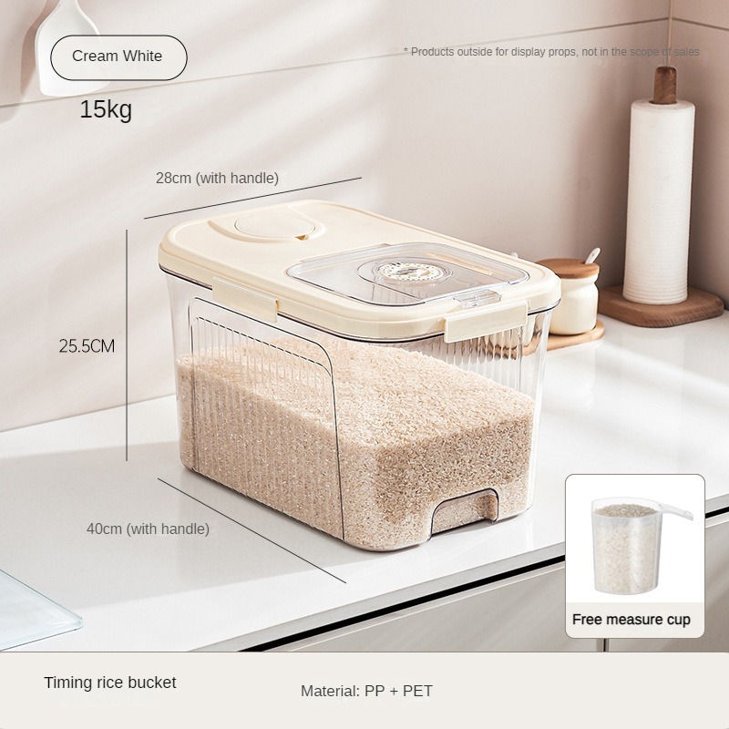 【SG Ready Stock】 Rice Container Timing Magnetic Rice Storage Box Insect ...