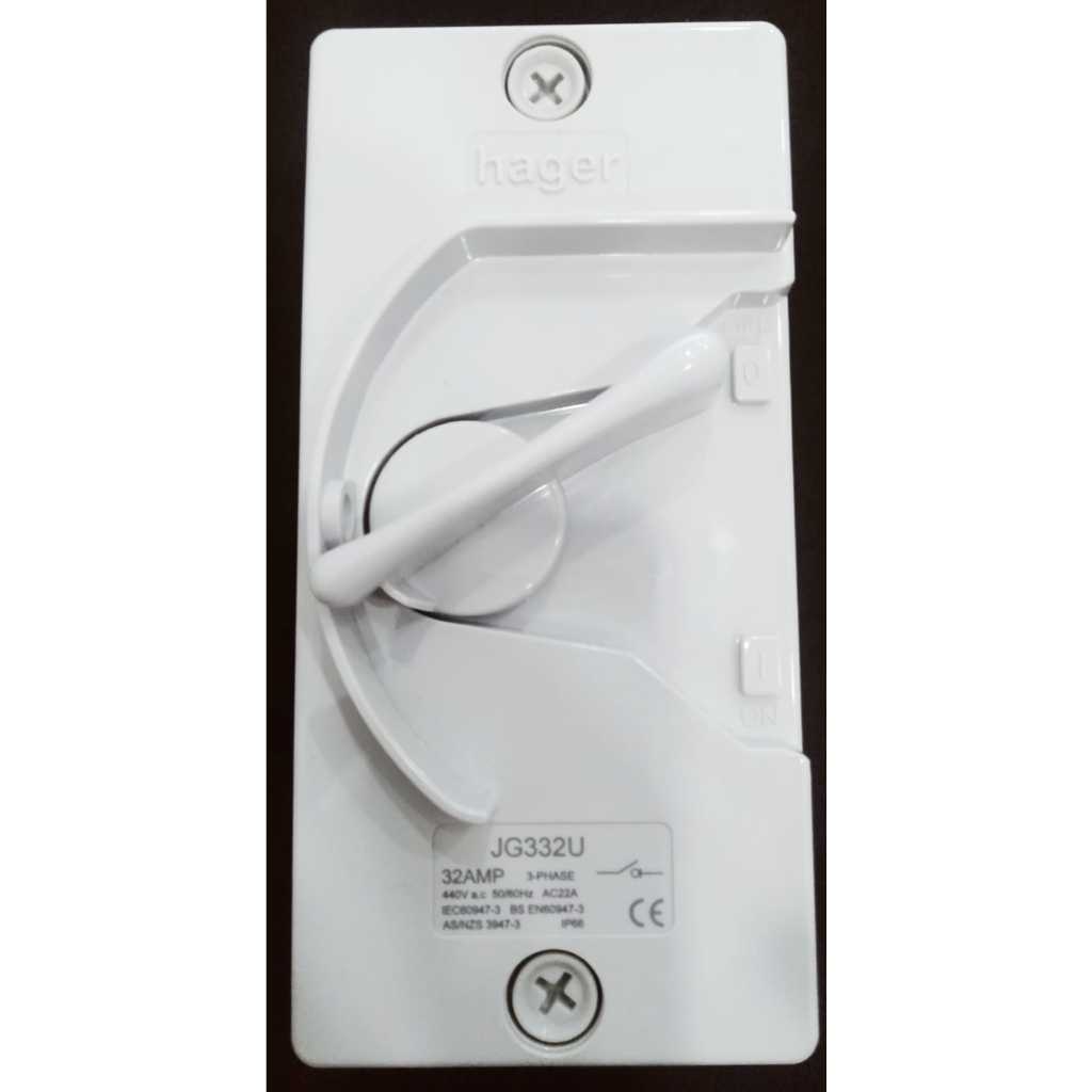 HAGER-32A 3 POLE 440V AC ISOLATING SWITCH IP66 WEATHERPROOF 50/60HZ ...