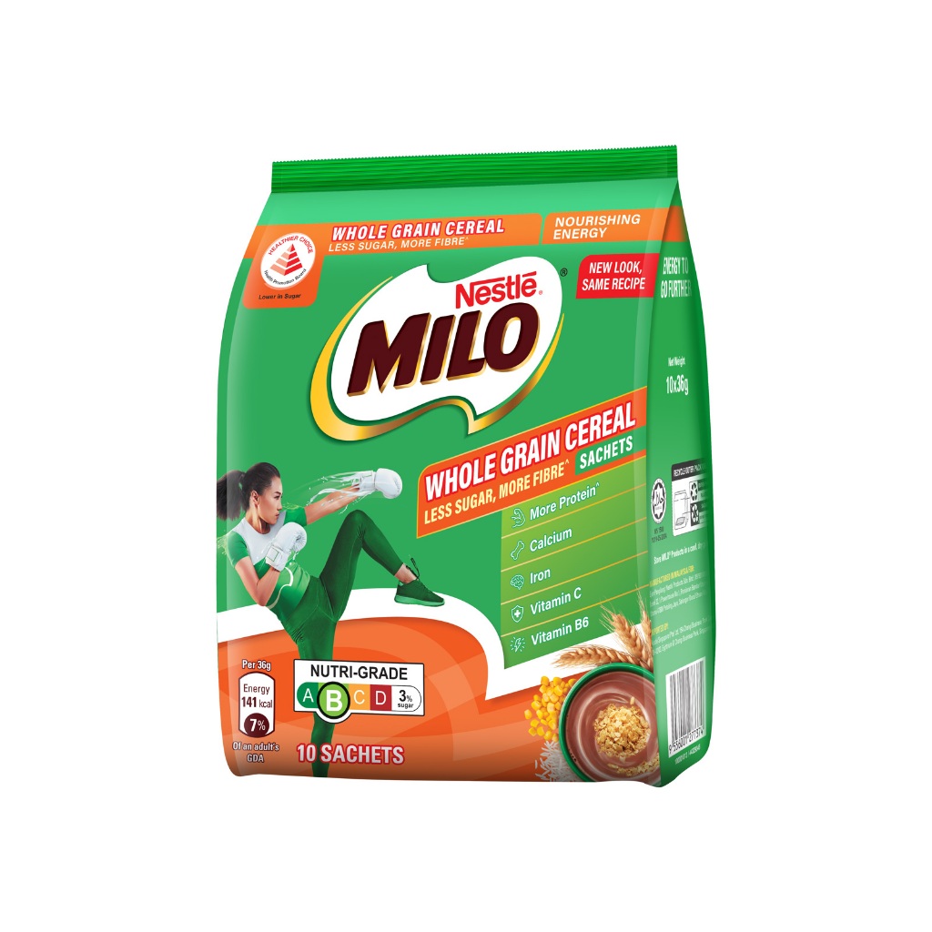 Milo Less Sugar Whole Grain Cereal (10x36g) | Shopee Singapore
