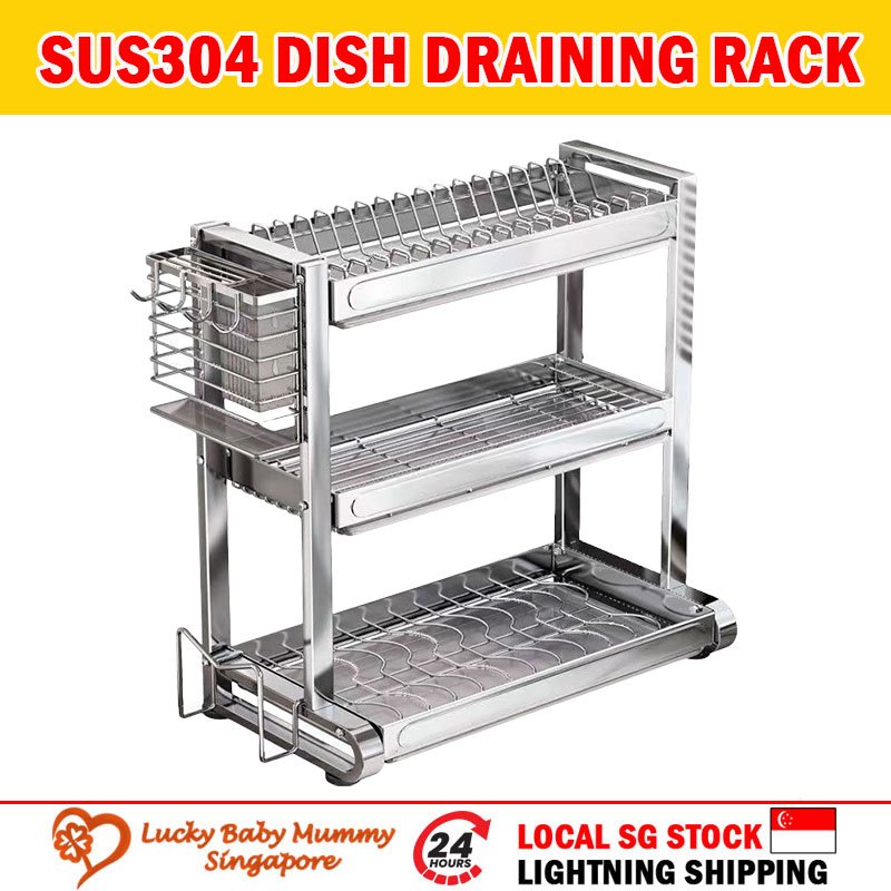 SUS304 Stainless Steel Dish Draining Rack Anti-rust Kitchen Sink Shelf ...