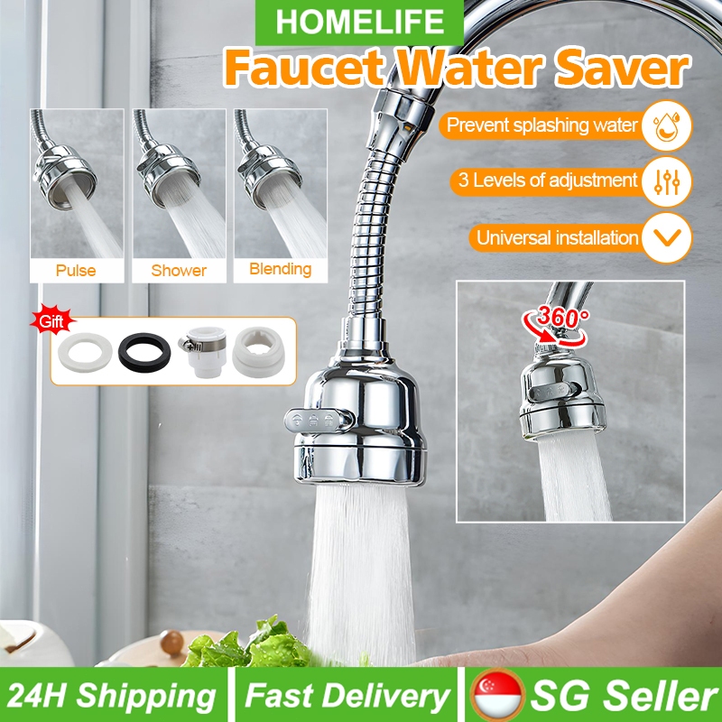 Anti-Splash Faucet Extender Kitchen 360 Rotatable Tap Bubbler Extender ...