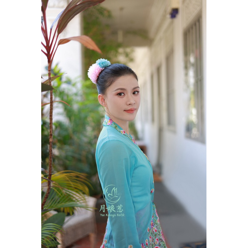Peranakan Nyonya Kebaya Sky blue-No buttons(衣服裙子分别下单) | Shopee Singapore