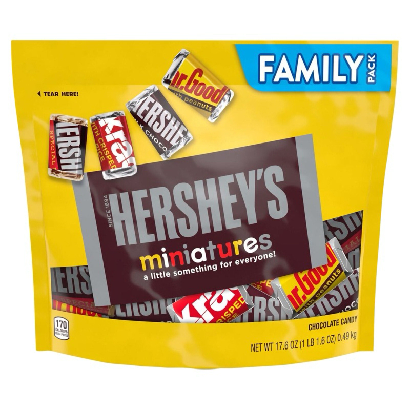 HERSHEY'S Miniatures Assorted Chocolate, Candy Family Pack, 490g ...