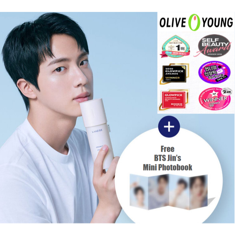 [LANEIGE] BTS Jin Mini Photobook + Cream Skin Cerapeptide Refiner 170ml +130ml Refill + Mist ...