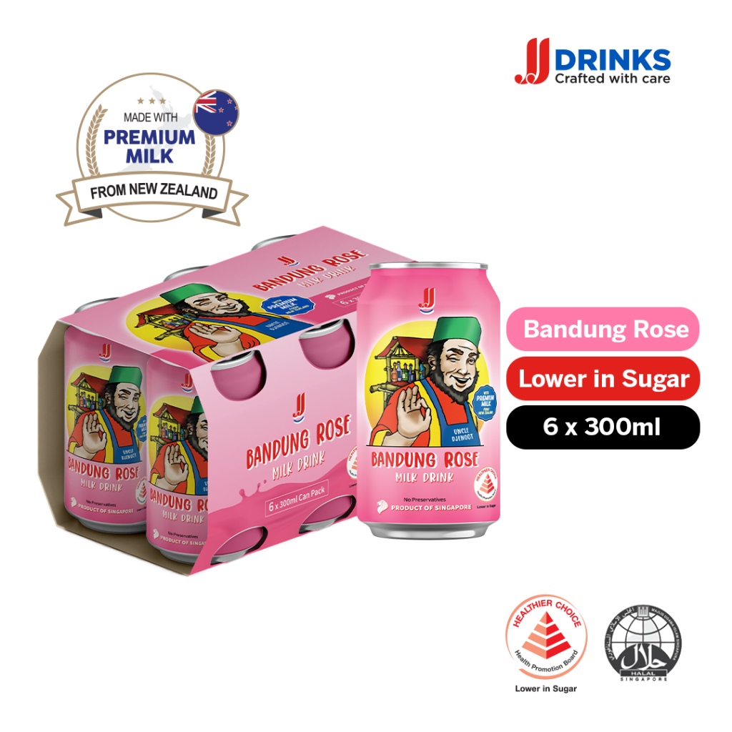 JJ Bandung Rose Milk Drink 300ml x 6cans | Shopee Singapore