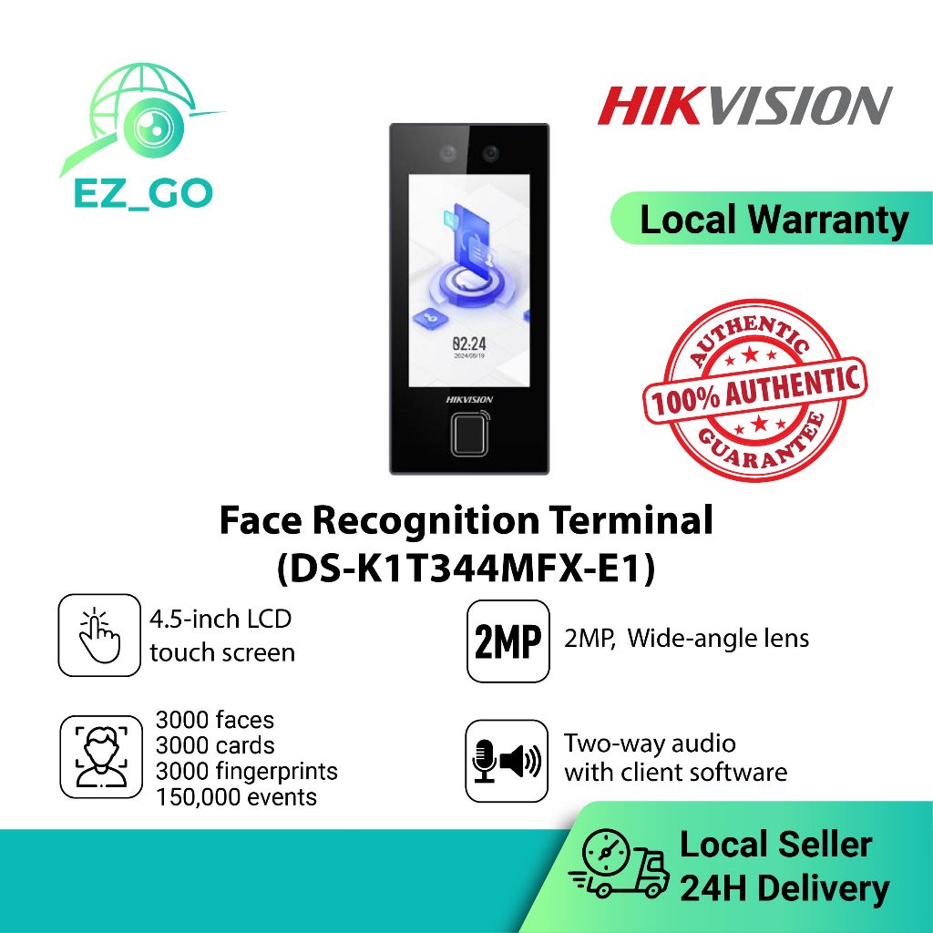 [Authentic] HIKVISION Face Recognition Access Terminal DS-K1T344MFX-E1 ...