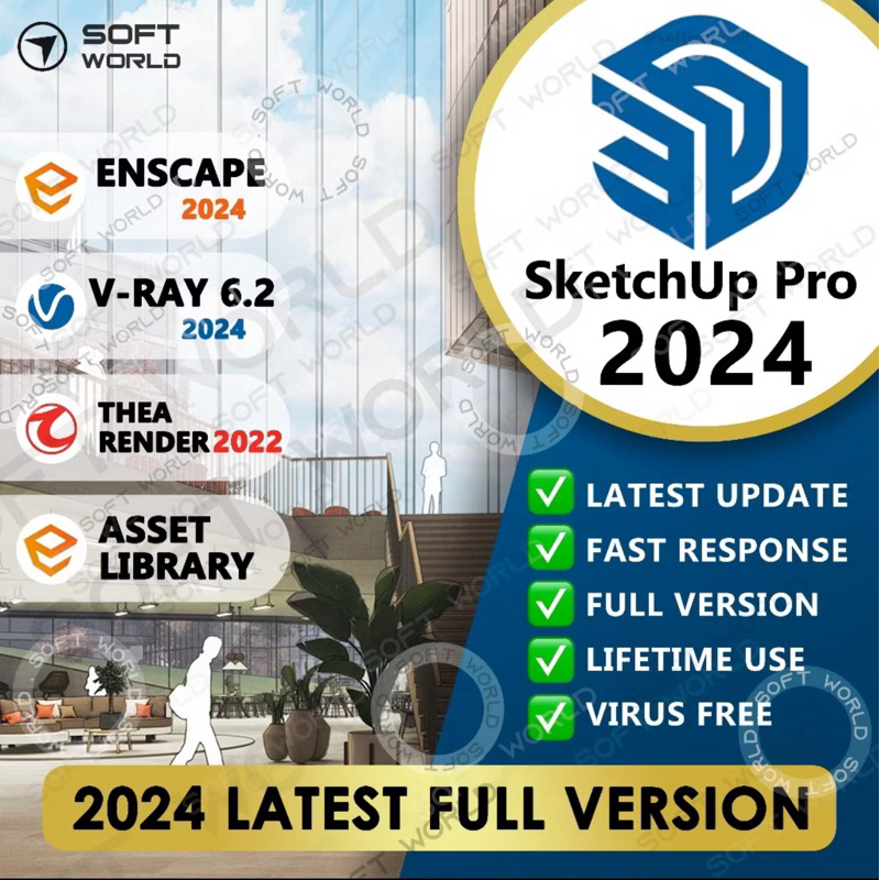 Sketchup Pro 2024 || Vray 6.2 || Enscape || Lifetime Installer 2024 ...