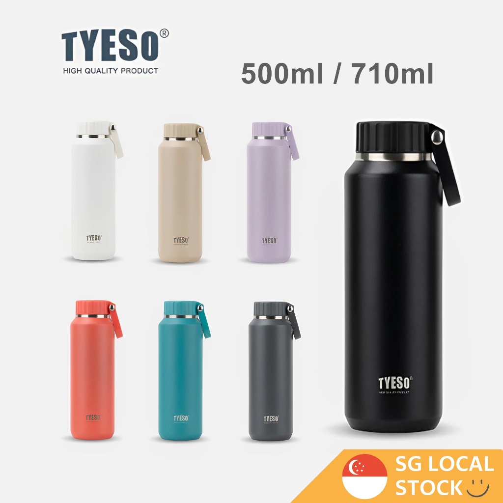 TYESO Thermal Tumbler Flask Water Bottle Vacuum Insulated Stainless Steel Coffee Cup 500ml 710ml ...