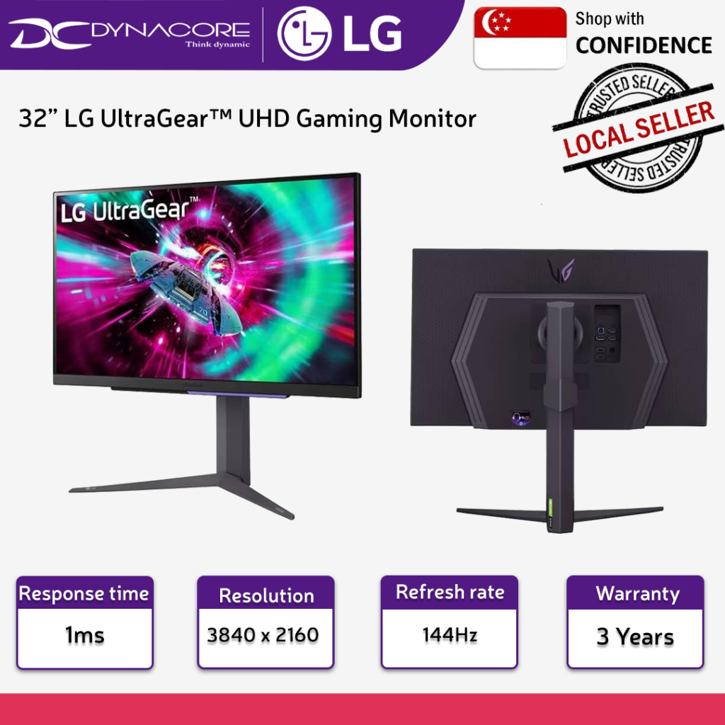 LG 32GR93U-B 32” LG UltraGear™ UHD Gaming Monitor with 144Hz Refresh Rate | Shopee Singapore