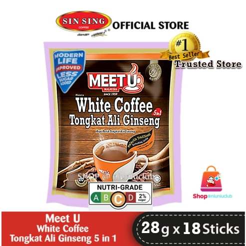 White Coffee Tong ka Ali Ginseng Meet U 5 IN 1 less sugar added 18's x ...