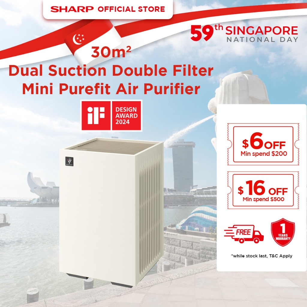 SHARP Purefit Mini Air Purifier - FP-S40E-W (White) | Shopee Singapore