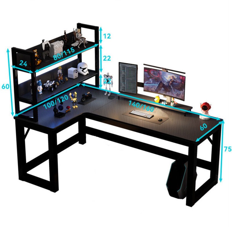 [ SG ]Corner L Shape Computer Table Carbon Fibre Office Table Study ...