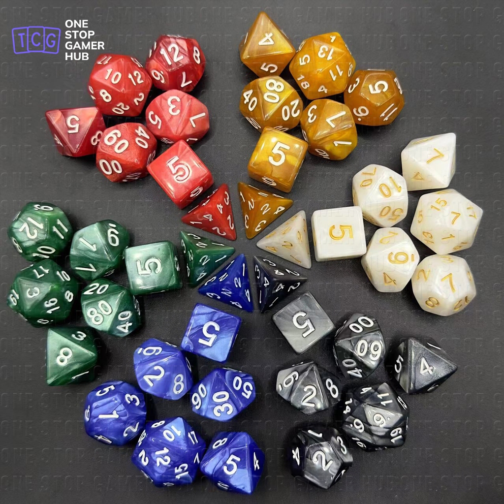 Dual-Color Swirl DND Dice Set - 7-Piece RPG Dice Set for Dungeons ...