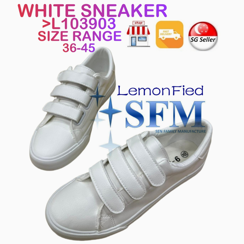 SNEAKER L103903 SIZE 35 - 45 WHITE SCHOOL SHOES 3 VELCRO TAPE FASHION ...