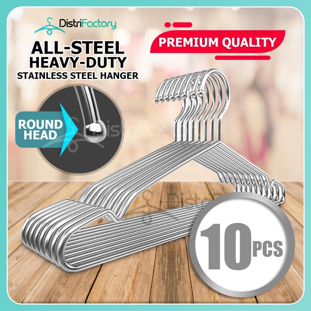 10 Pcs Heavy Duty Anti Corrosion Stainless Steel Cloth Hanger Clothes ...