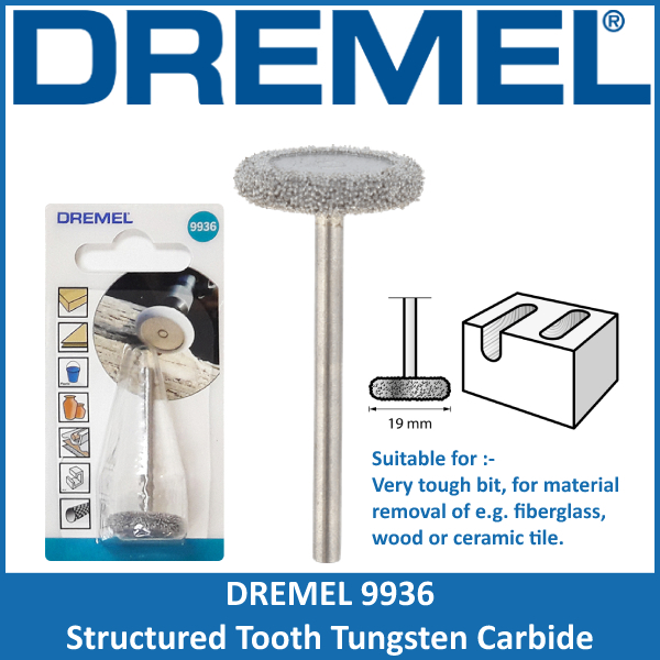 Dremel 9936 Structured Tooth Tungsten Carbide Cutter Wheel Shaped 19mm ...