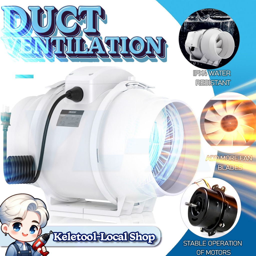 4″6″8″Exhaust fan in line duct fan Booster Ducting High Suction Exhaust ...