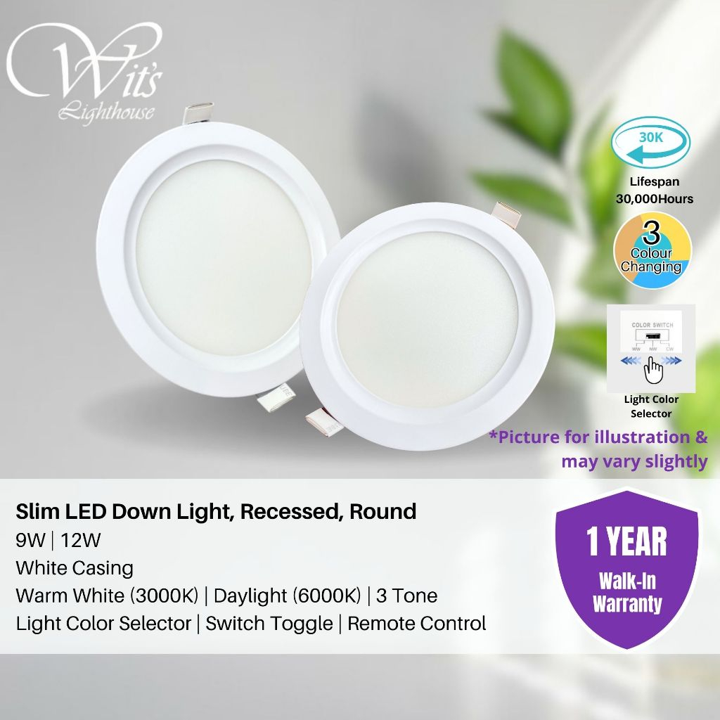 Slim LED Round Downlight Panel Light 3 Tone Selector Switch Toggle ...