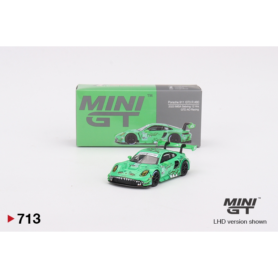 MINI GT #713 1/64 Porsche 911 GT3 R #80 GTD AO Racing 2023 IMSA Sebring ...