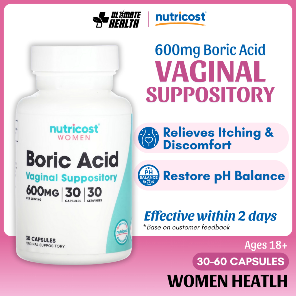 Nutricost, Boric Acid, Vaginal Suppository, pH Balance & Feminine ...