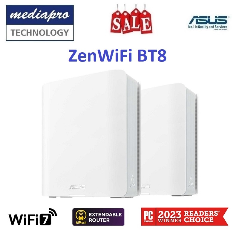 ASUS ZenWiFi BT8 Tri-band WiFi 7 Mesh 14 Gbps, 5900 sq.ft, Dual 2.5G ...