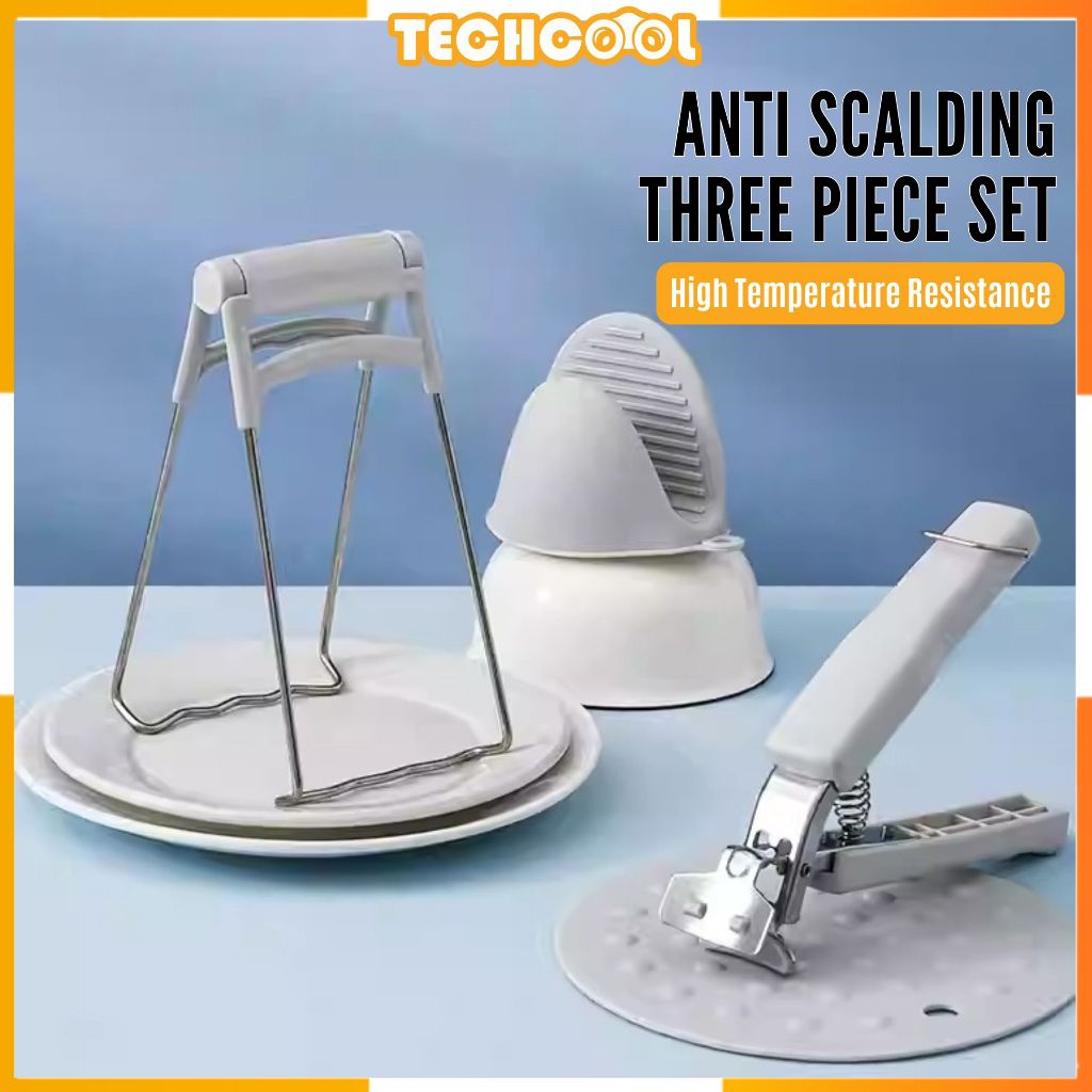 3pc Set Bowl Clamp Gripper Silicone Glove Anti Scald Slip Kitchen Tool ...
