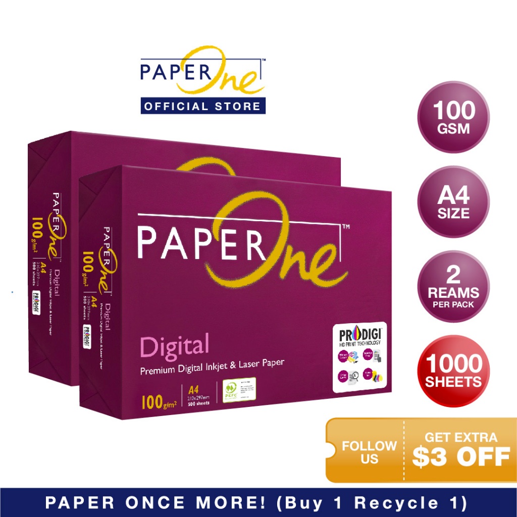 PaperOne™ Digital Premium Quality 100gsm Copy Paper A4 [2 Reams ...