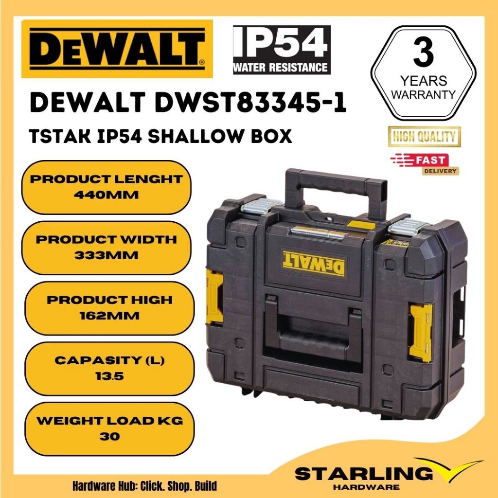 DeWALT TSTAK IP54 Shallow Box ( DWST83345-1 ) | Shopee Singapore